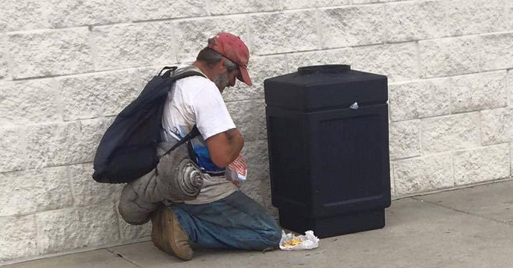 Kind Man Bought Meal For Homeless Man Collecting Scraps Of Food From ...